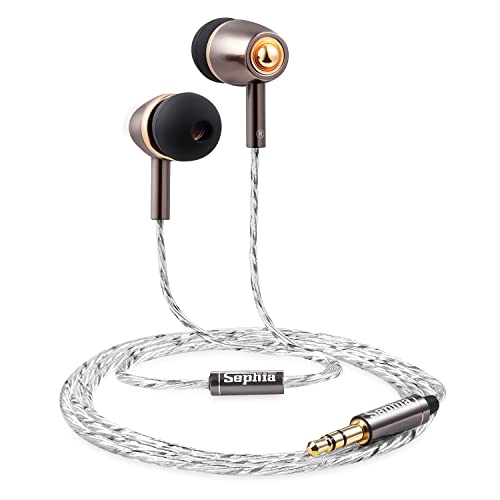 sephia SP1020 Earbuds in Ear Headphones Wired Earphones with Tangle Free Cord Case HD Bass Noise Isolating Ear Buds 3.5 mm Plug