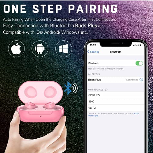 Urbanx Street Buds Plus True Bluetooth Earbud Headphones for Motorola Moto G Power - Wireless Earbuds w/Noise Isolation - Pink (US Version with Warranty)