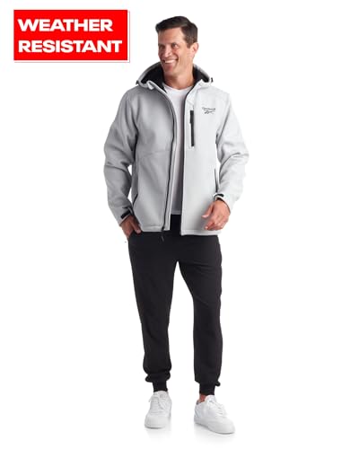 Reebok Men's Jacket - Weather Resistant Fleece Lined Softshell Jacket Coat - Lightweight Casual Coat for Men (M-XXL), Size Medium, Pure Grey