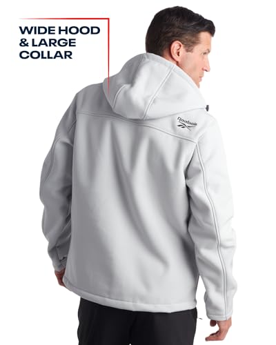 Reebok Men's Jacket - Weather Resistant Fleece Lined Softshell Jacket Coat - Lightweight Casual Coat for Men (M-XXL), Size Medium, Pure Grey