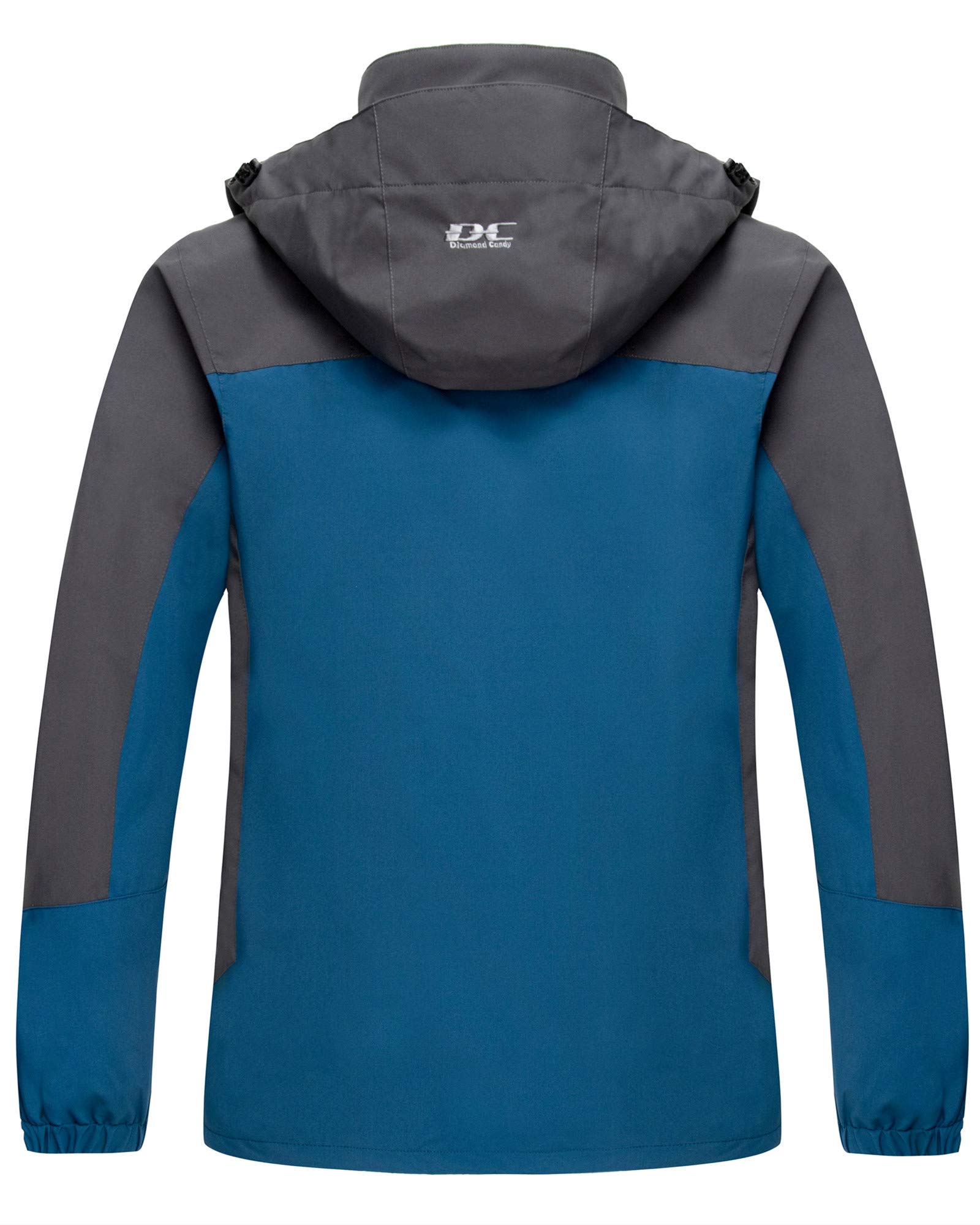 Men Casual Hooded Rain Jacket-Diamond Candy lightweight Waterproof Softshell Raincoat Outdoor Sportswear, Dark Blue, XL