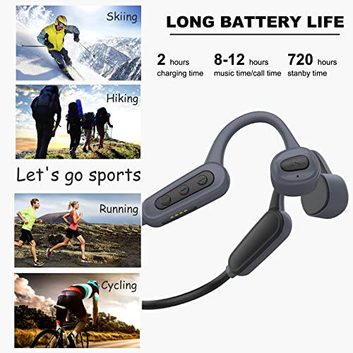 ESSONIO Bone Conduction Headphones Swimming Headphones Bluetooth IPX8 Waterproof Headphones for Swimming Bone Conduction Headphones with Microphone, 16G Memory (Gray New)