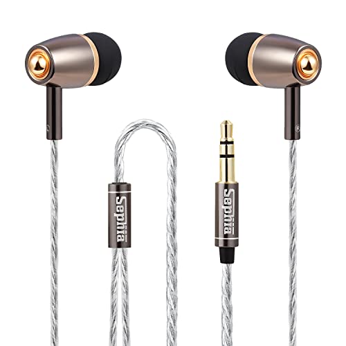 sephia SP1020 Earbuds in Ear Headphones Wired Earphones with Tangle Free Cord Case HD Bass Noise Isolating Ear Buds 3.5 mm Plug
