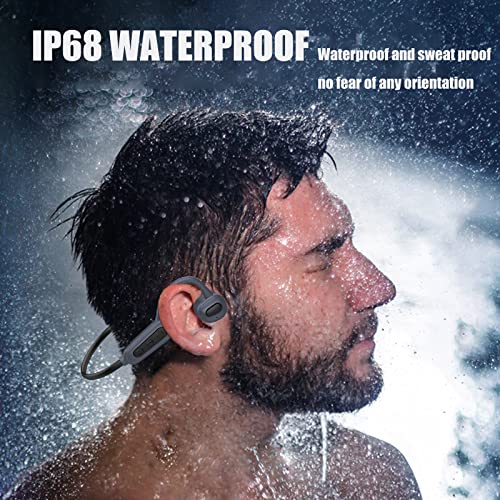 ESSONIO Bone Conduction Headphones Swimming Headphones Bluetooth IPX8 Waterproof Headphones for Swimming Bone Conduction Headphones with Microphone, 16G Memory (Gray New)