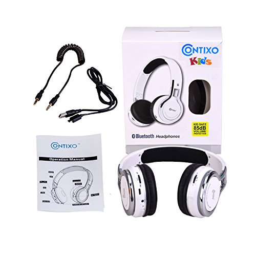 Contixo KB-2600 Kid Foldable Wireless Bluetooth Headphone White