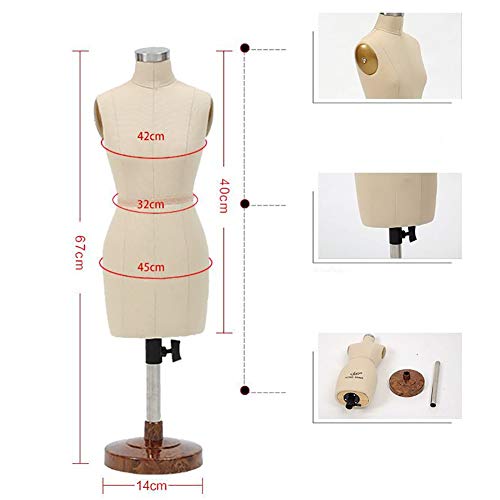 Tailors Dummy Mannequins Small Dressmakers Dummy Female, 1:2 Scale Adjustable Height, Tailor Manikins Mini Doll Dress Form Display Dollhouse Accessories Decoration Dressform Mannequin