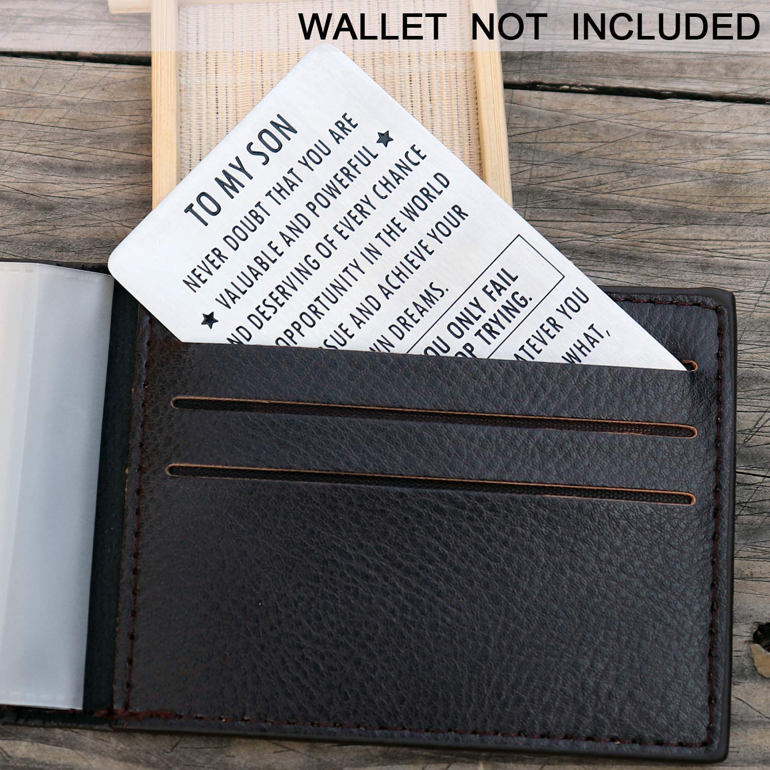 Inspirational Engraved Wallet Inserts to My Son from Mom, Gifts for Son with Motivational Quote, Wallet Insert Cards for Graduation Birthday Gift Ideas