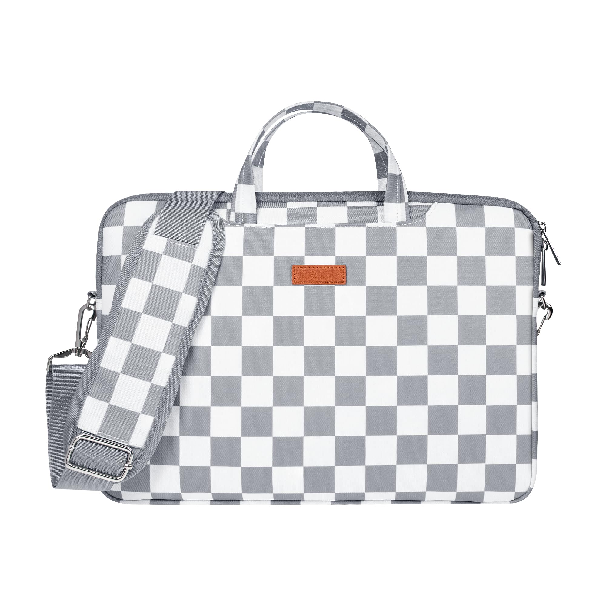 KL Artify Laptop Shoulder Bag Compatible with MacBook Air/Pro,13-13.3 inch Notebook,Compatible with MacBook Pro 14 inch,Polyester Briefcase Sleeve Case, white grey
