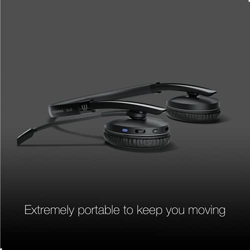 EPOS/Sennheiser 260 Stereo Bluetooth Headset - Blue Tooth Head Phones with USB Dongle, UC, Teams Certified, Connects to Deskphone, PC/Mac, Smartphone and Microfiber Included in Bundle by Global Teck