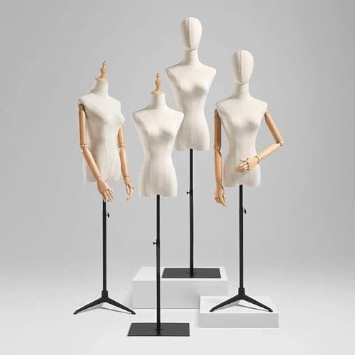 Tailors Dummy Mannequins Mannequin Body Female Tailors Dummy Adjustable with Silver Base with Arms for Clothing Display Dressform Mannequin