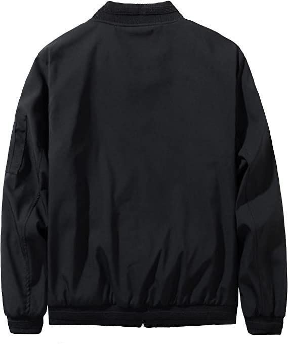 Ginsiom Men's Lightweight Jackets,Fashion Vintage Business Jacket Nylon Casual Spring Wind Breaker Black Size XL