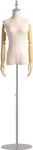 Tailors Dummy Mannequins Mannequin Body Female Tailors Dummy Adjustable with Silver Base with Arms for Clothing Display Dressform Mannequin