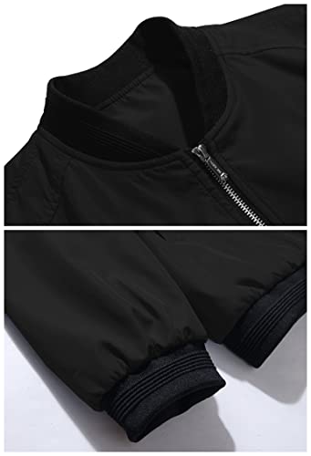 Ginsiom Men's Lightweight Jackets,Fashion Vintage Business Jacket Nylon Casual Spring Wind Breaker Black Size XL