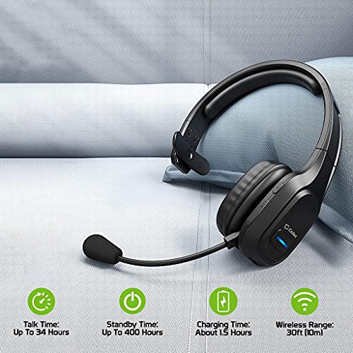 Work PRO Wireless Headset for Samsung Galaxy A11/A51/A71/5G/71s 5G UW with Boom Dual V5.0 Bluetooth Plus 3.5mm 1/8 Backup Cable (Black)