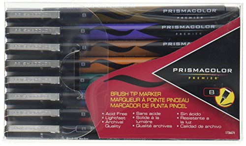 Prismacolor 1736674 Premier Illustration Brush Tip Art Markers, Assorted Colors, 8-Count