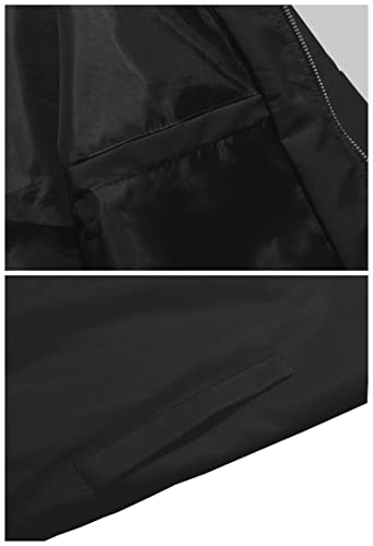 Ginsiom Men's Lightweight Jackets,Fashion Vintage Business Jacket Nylon Casual Spring Wind Breaker Black Size XL