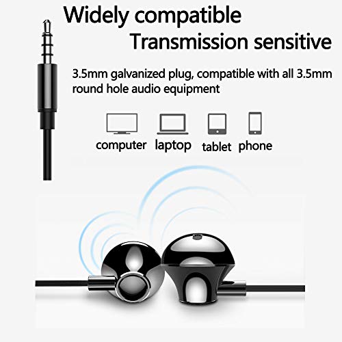 in-Ear Earbud Headphones with Mic,Wired Ear Buds High Resolution Earbuds Wired Noise Isolating Lightweight Earphones with Volume Control 3.5mm Jackwired Ear Buds (Black)