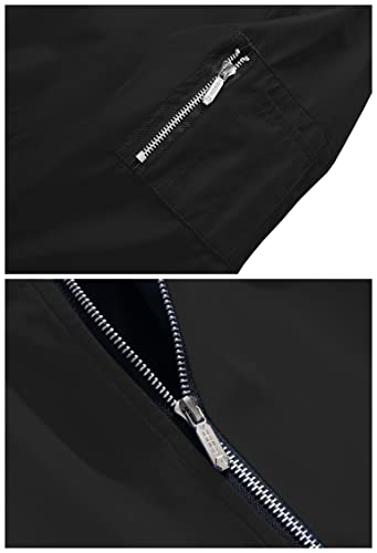 Ginsiom Men's Lightweight Jackets,Fashion Vintage Business Jacket Nylon Casual Spring Wind Breaker Black Size XL