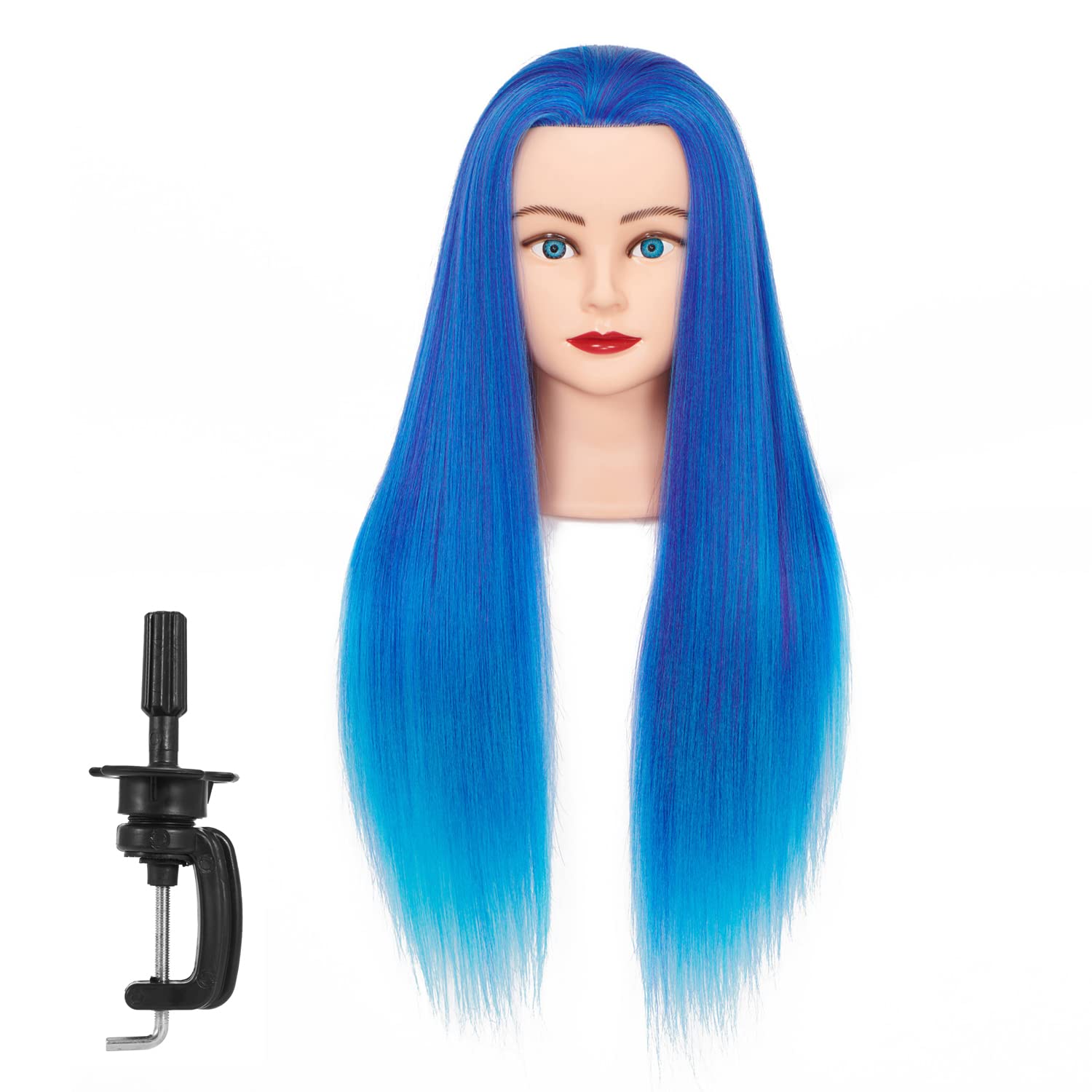 Headwinn Mannequin Head with Hair 26"-28" Synthetic Fiber Long Hair Styling Training Head Manikin Cosmetology Doll Head Free Clamp Stand (6RB1711WD0320)