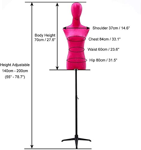 Tailors Dummy Mannequins Female Mannequin Tailors Dummy Torso Body, Adjustable Dress Form with Head and Base, for Women's Clothing Display Stand Dressform Mannequin