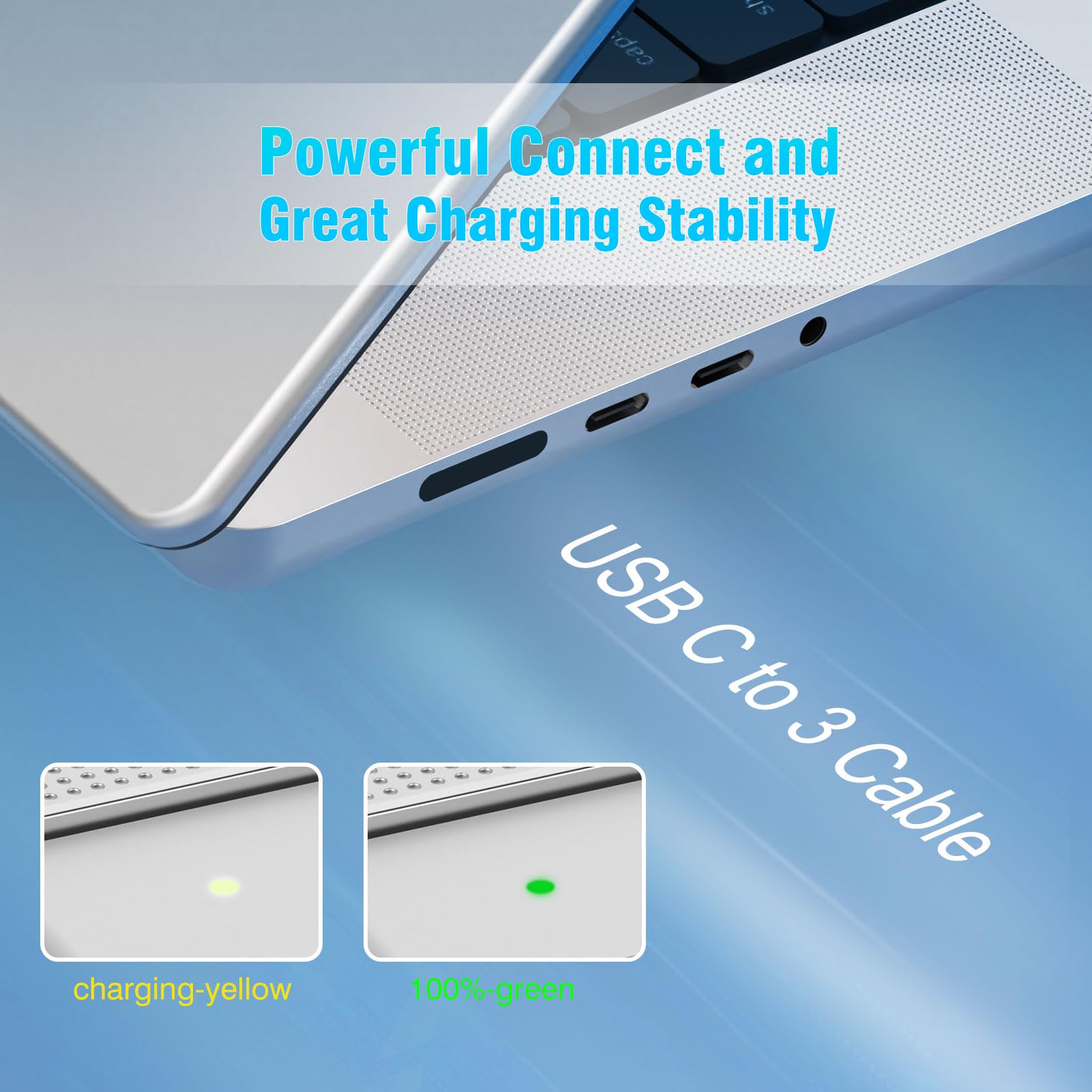 Charger for MacBook Pro 14 16 inch 2024 2023 2022 2021 M4 M3 M2 M1, M2 M3 MacBook Air 13 15 inch, 96W / 70W USB C Power Adapter, 6.6FT USB C to 3 Braided Cable LED, Powerful Connect, Original Quality