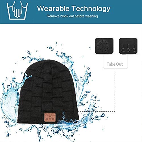 Upgraded Bluetooth Beanie Unisex for Heartwarming Xmas Gifts Outdoor Sports Skiing Skating Jogging with V5.0 Bluetooth Beanie Hats Wireless Headphone Built-in Mic Suit (Dark Grey)
