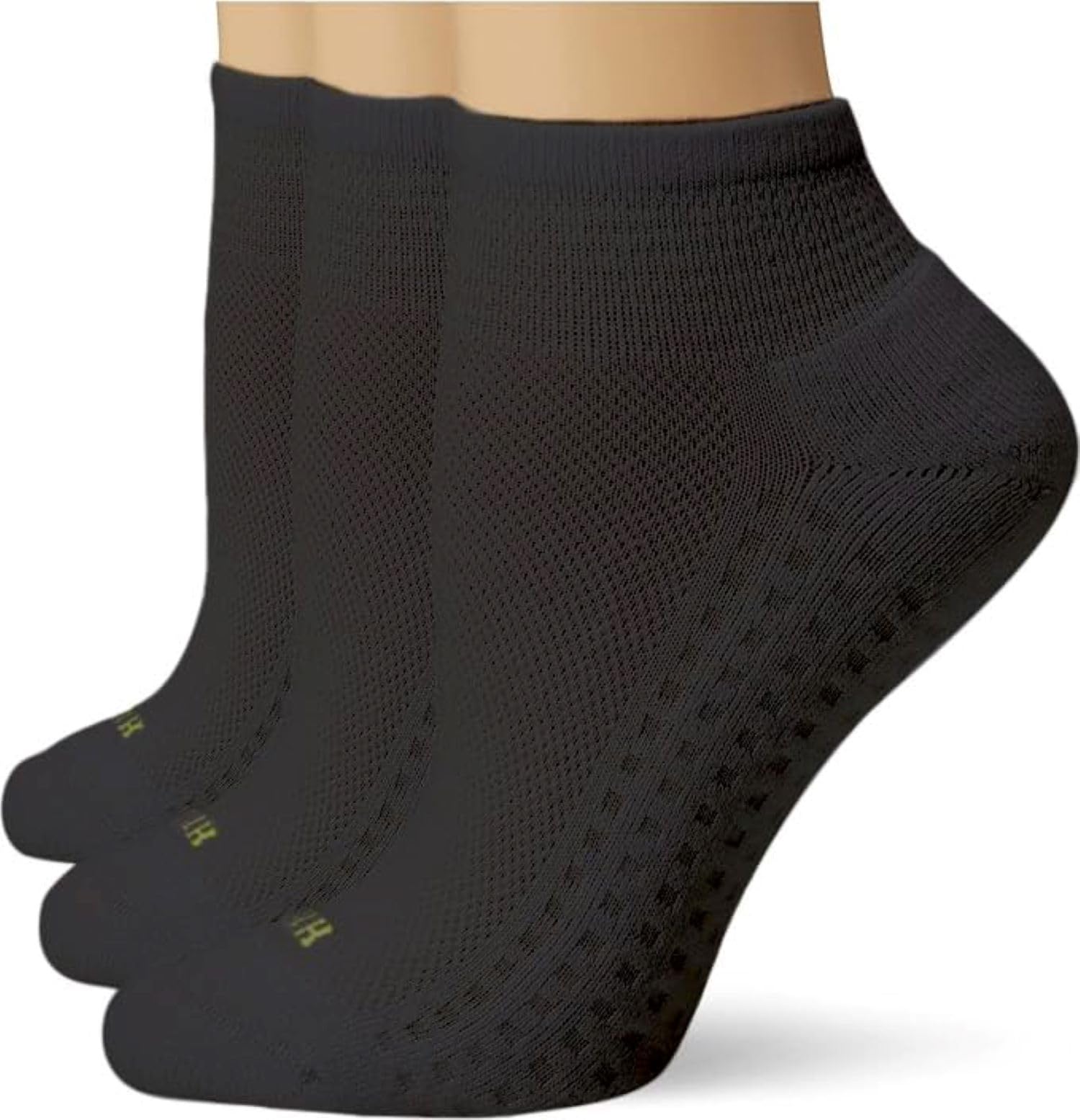 HUE womens Hue Women's Air Cushion Quarter Top Sport Socks, 3 Pair Pack Socks, Black, One Size US