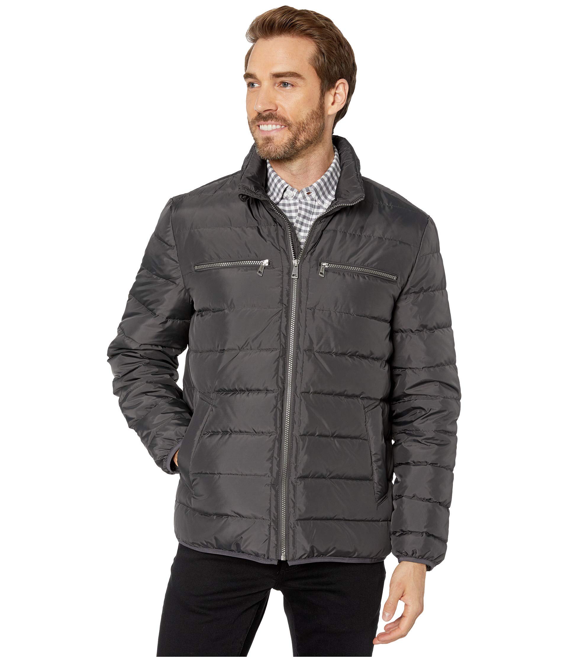 Cole Haan Signature Men's Packable Down Jacket, grey, X-Large