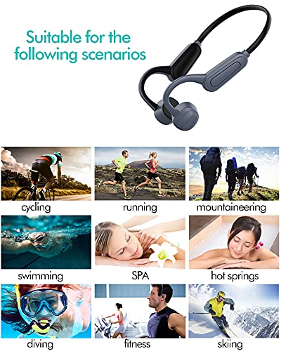 IP68 Underwater Waterproof Swimming Headset Bone Conduction Earphone with MP3 and Bluetooth for Swimmers Open-Ear Elastic Band (Black)