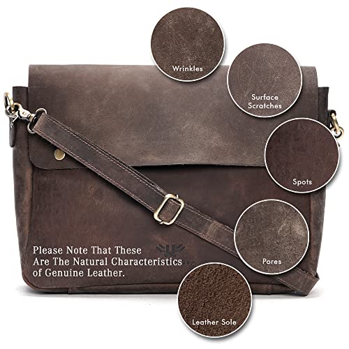 Genuine Leather Laptop Sleeve Bag Compatible with MacBook Air/Pro, 13-13.3 inch Notebook, Compatible Briefcase with MacBook Pro 14 inch