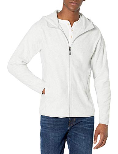 Amazon Essentials Men's Long-Sleeve Hooded Full-Zip Polar Fleece Jacket, Light Grey Heather, X-Large
