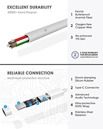 USB C Headphones,Type C Earphones in-Ear Wired Headphones with Mic and Volume Control,HiFi Stereo Noise, Compatible with iPad Pro,Huawei P30/Mate 30,Samsung S20/S21,Google Pixel 4XL,One Plus 6T