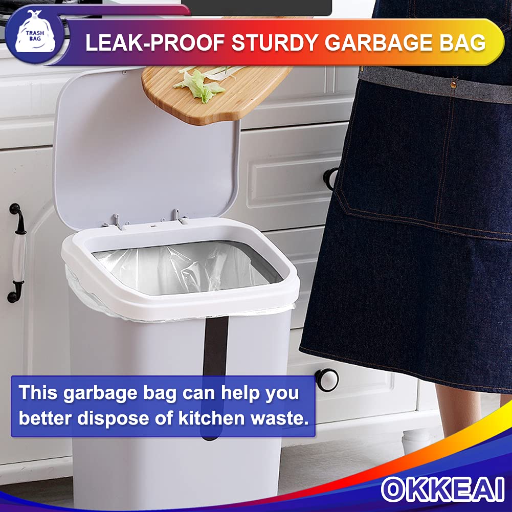 OKKEAI 8 Gallon Trash Bags 30L Garbage Bags Medium White Kitchen Trash Bags Wastebasket Liners for Bathroom,Home Office, Lawn,60 Count,Clear (Fits 7-10 Gallon Bins)
