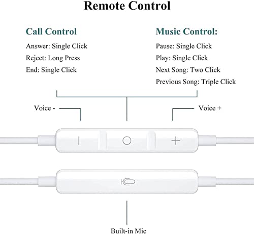 USB C Headphones,Type C Earphones in-Ear Wired Headphones with Mic and Volume Control,HiFi Stereo Noise, Compatible with iPad Pro,Huawei P30/Mate 30,Samsung S20/S21,Google Pixel 4XL,One Plus 6T