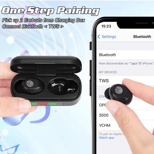 Wireless Earbuds Bluetooth 5.0 Headphones with Digital LED Display Charging Case Stereo Mini Earphones in Ear Headset Waterproof for Oppo A15