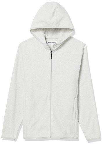 Amazon Essentials Men's Long-Sleeve Hooded Full-Zip Polar Fleece Jacket, Light Grey Heather, X-Large