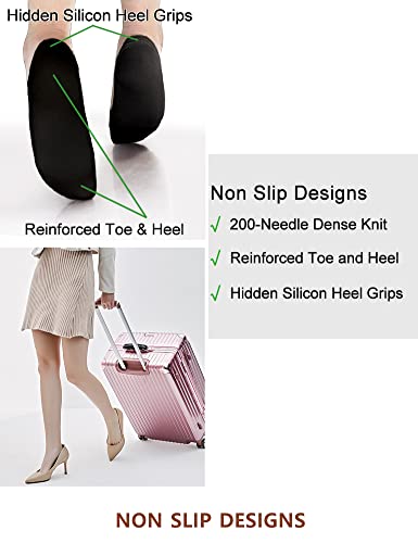 VERO MONTE 4 Pairs Non Slip No Show Socks (Black, 7-8.5) - Women Low Cut Socks