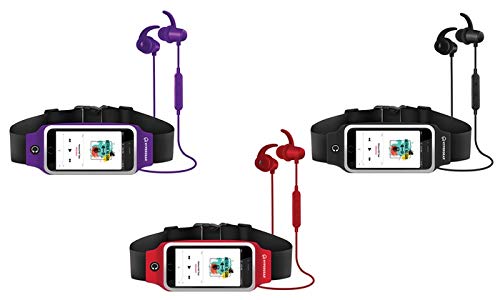HyperGear [2X Complete Pairs] Sports WaistBand Phone Holder+Wireless Earphone [Gym,Hiking,Walking] Compatible for iPhones + Most Cellular Phone Brands