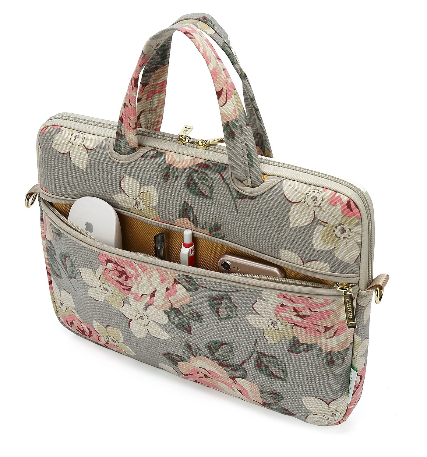 kayond White Rose Patten water resistant Laptop Shoulder Messenger Bag Case Sleeve for 12 Inch 13 Inch Laptop,Laptop Briefcase