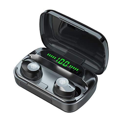 Gaweb Earphones, M5 TWS Bluetooth 5.1 Wireless in-Ear Earbud Earbud Headset with LED Digital Display for Home Gym Office - Black