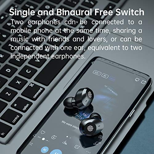 Gaweb Earphones, M5 TWS Bluetooth 5.1 Wireless in-Ear Earbud Earbud Headset with LED Digital Display for Home Gym Office - Black