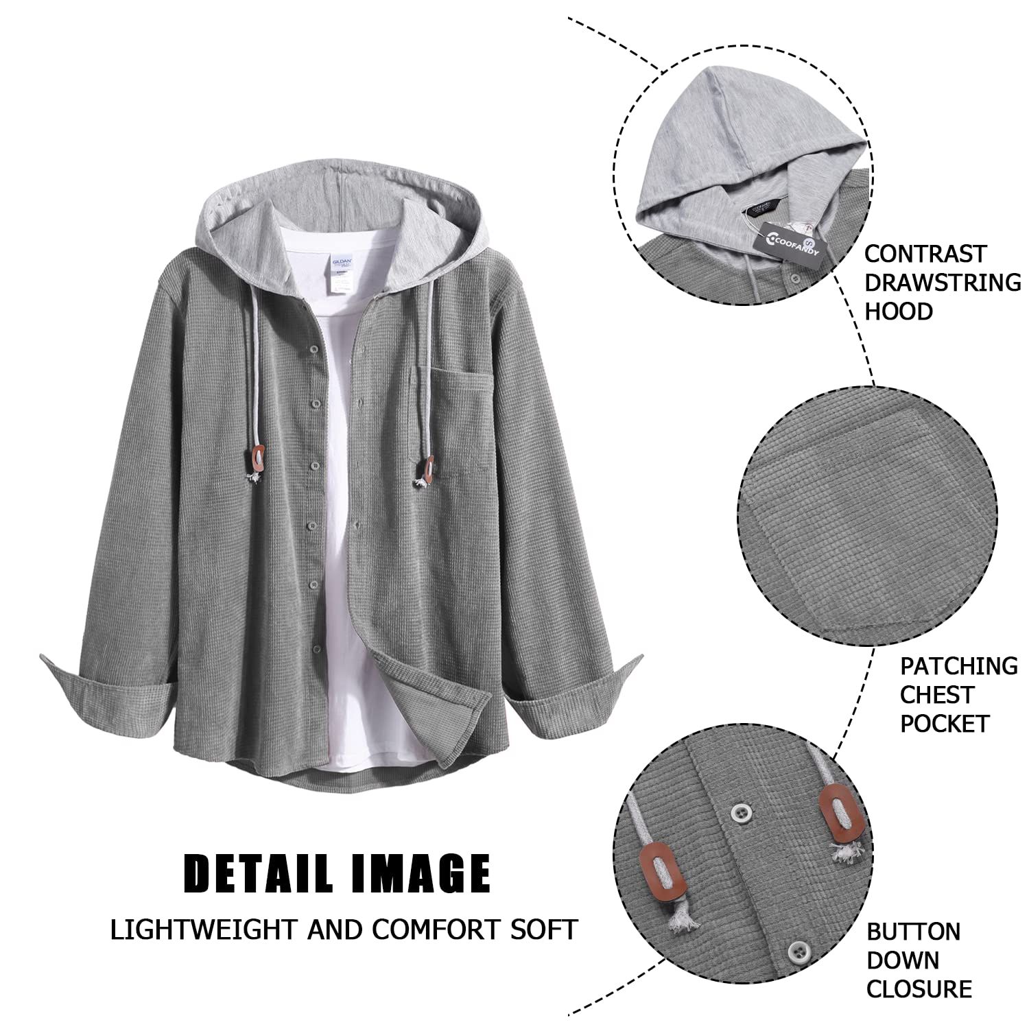 COOFANDY Mens Corduroy Shirts Jacket Casual Stylish Long Sleeve Button Up Shirt Jacket