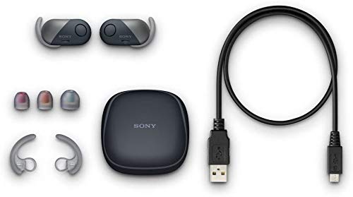 Sony True Wireless Earbuds, Bluetooth Earbuds Noise Cancelling, Sports Workout Ear Buds with Microphone, Sweatproof Sport Earphones, Extra BASS WF-SP700N/B (Black)