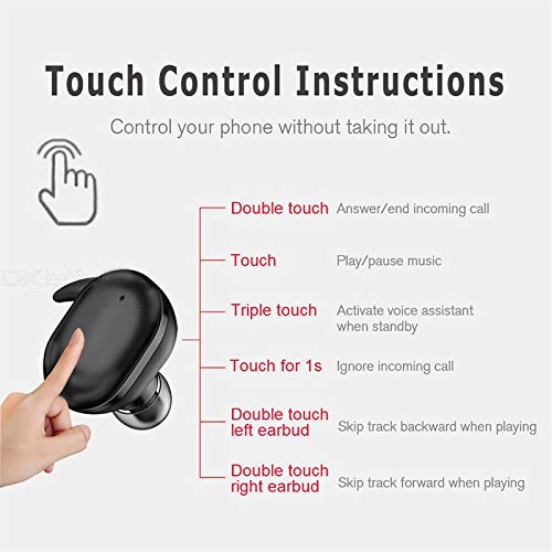 Dilwe Wireless Earbuds Sports, Bluetooth Headset, Touch Control Wireless Bluetooth Headphone, Stereo in-Ear Headphones for Running/Workout