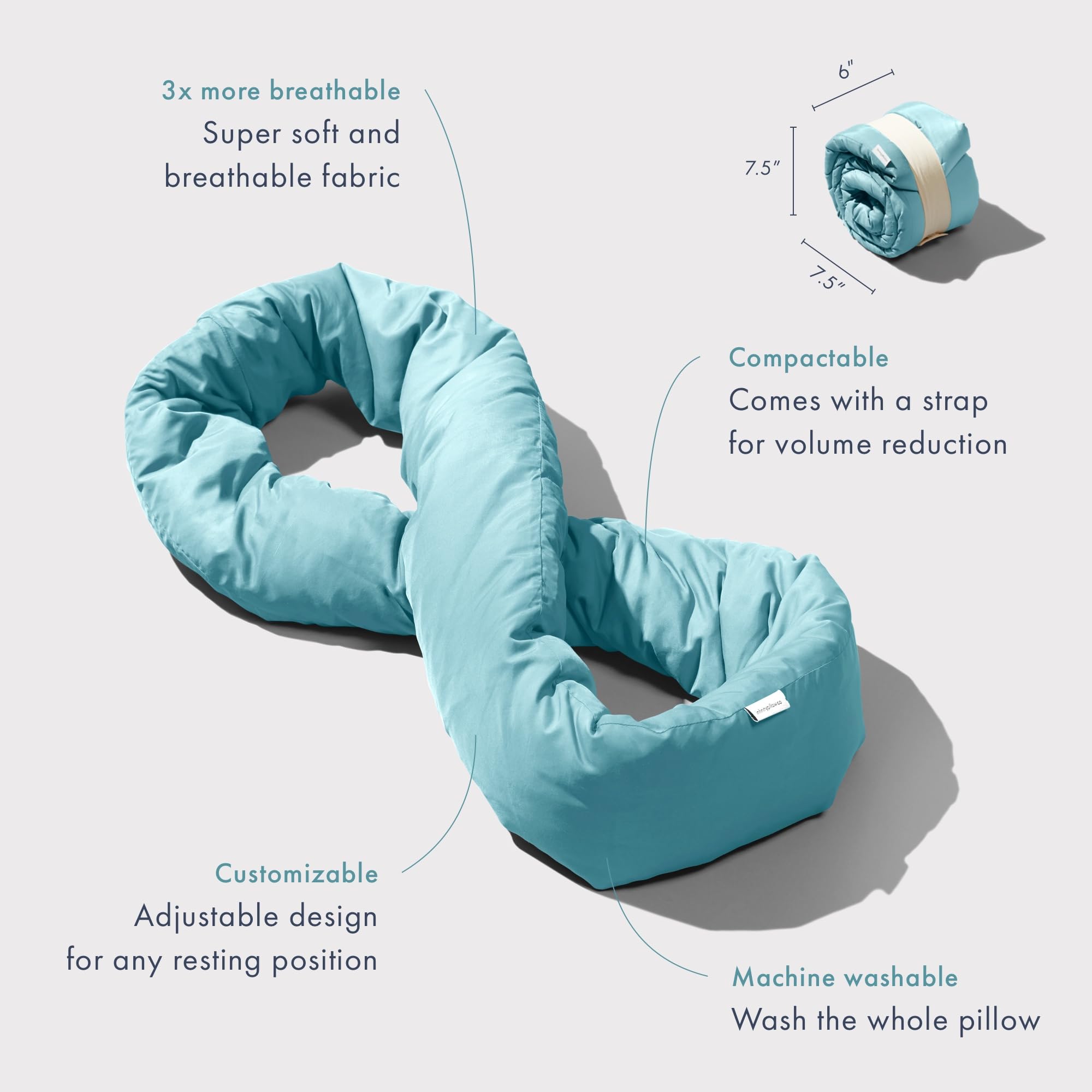 Huzi Infinity Pillow - Travel Neck Pillow - Versatile Soft 360 Support Scarf - Machine Washable - Home Travel Flight Road Trips (Airy Blue)