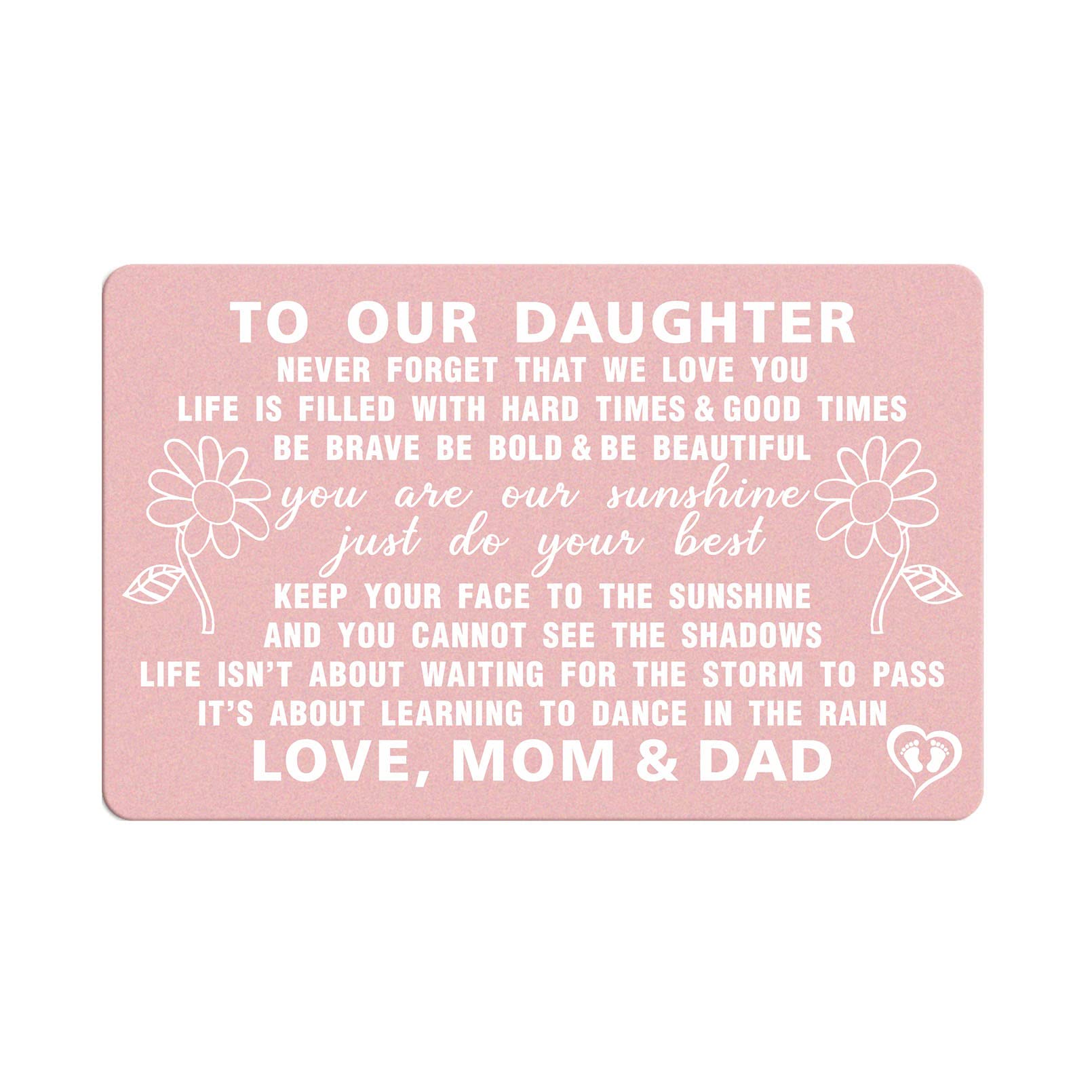 Resdink to Our Daughter Gifts from Mom and Dad, Inspirational Graduation Gift for Daughter from Parents, Daughter Birthday Metal Card Stuff, Christmas Mother's Day Gifts for Young Daughter