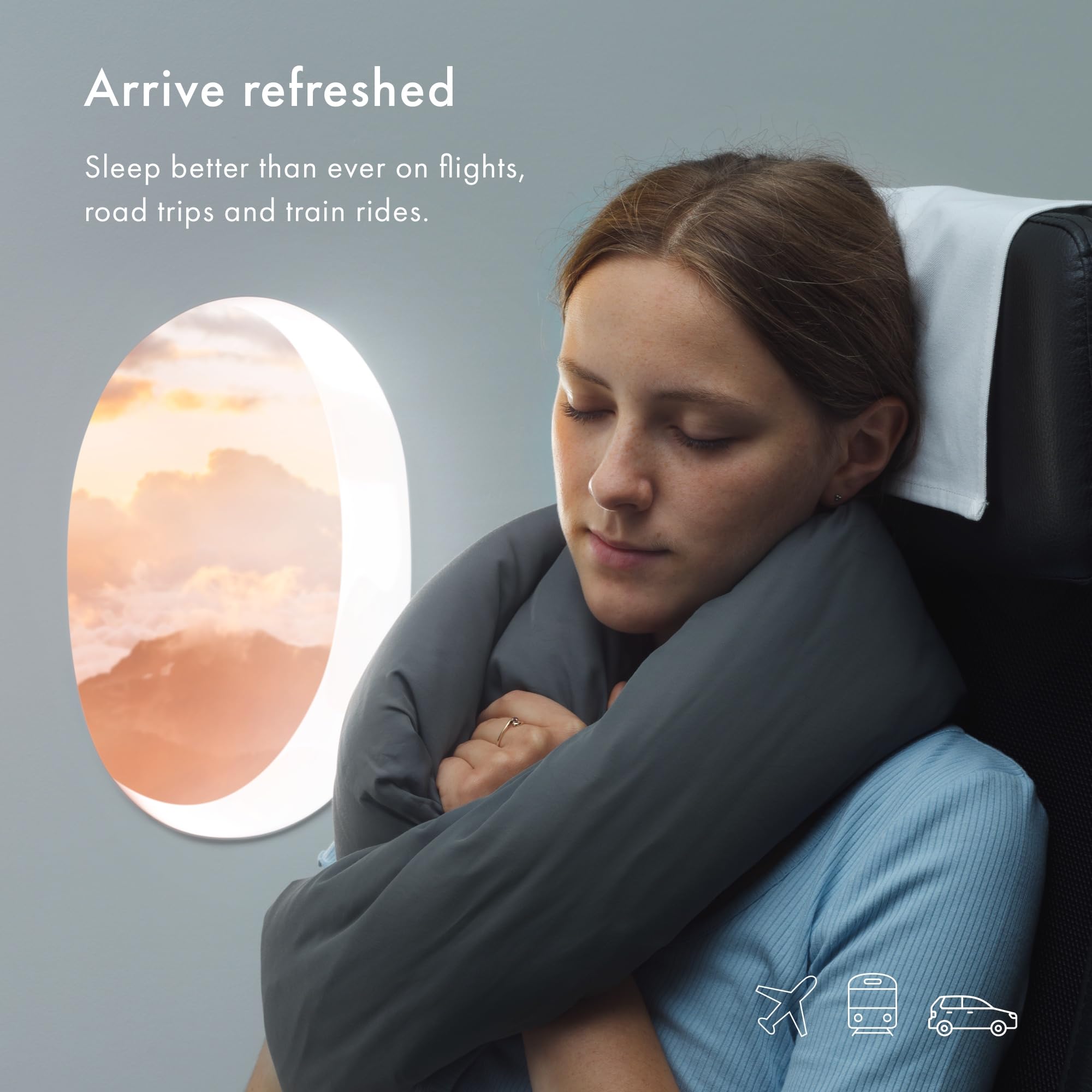 Huzi Infinity Pillow - Travel Neck Pillow - Versatile Soft 360 Support Scarf - Machine Washable - Home Travel Flight Road Trips (Airy Blue)