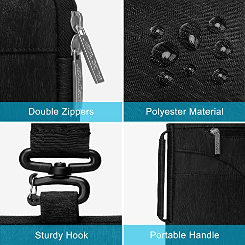 MOSISO Laptop Shoulder Bag Compatible with MacBook Air/Pro,13-13.3 inch Notebook,Compatible with MacBook Pro 14 2023-2021 A2779 M2 A2442 M1, Polyester Briefcase Sleeve with Side Handle, Black