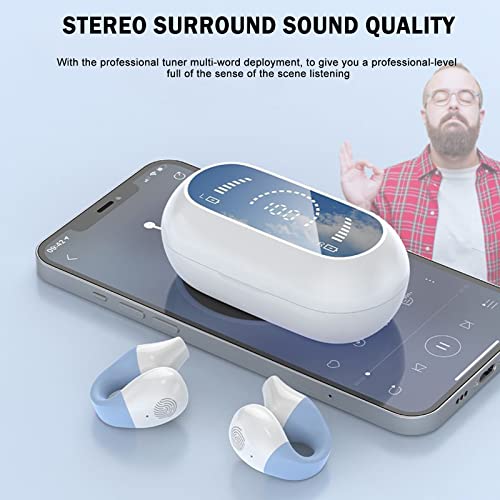 Mini Wireless Ear Clip Bone Conduction Earbuds Open Ear Headphones Bluetooth for Android iPhone, Clip On Sport Wireless Earbuds Waterproof Outer Headphones for Cycling Running Workout Ear Buds