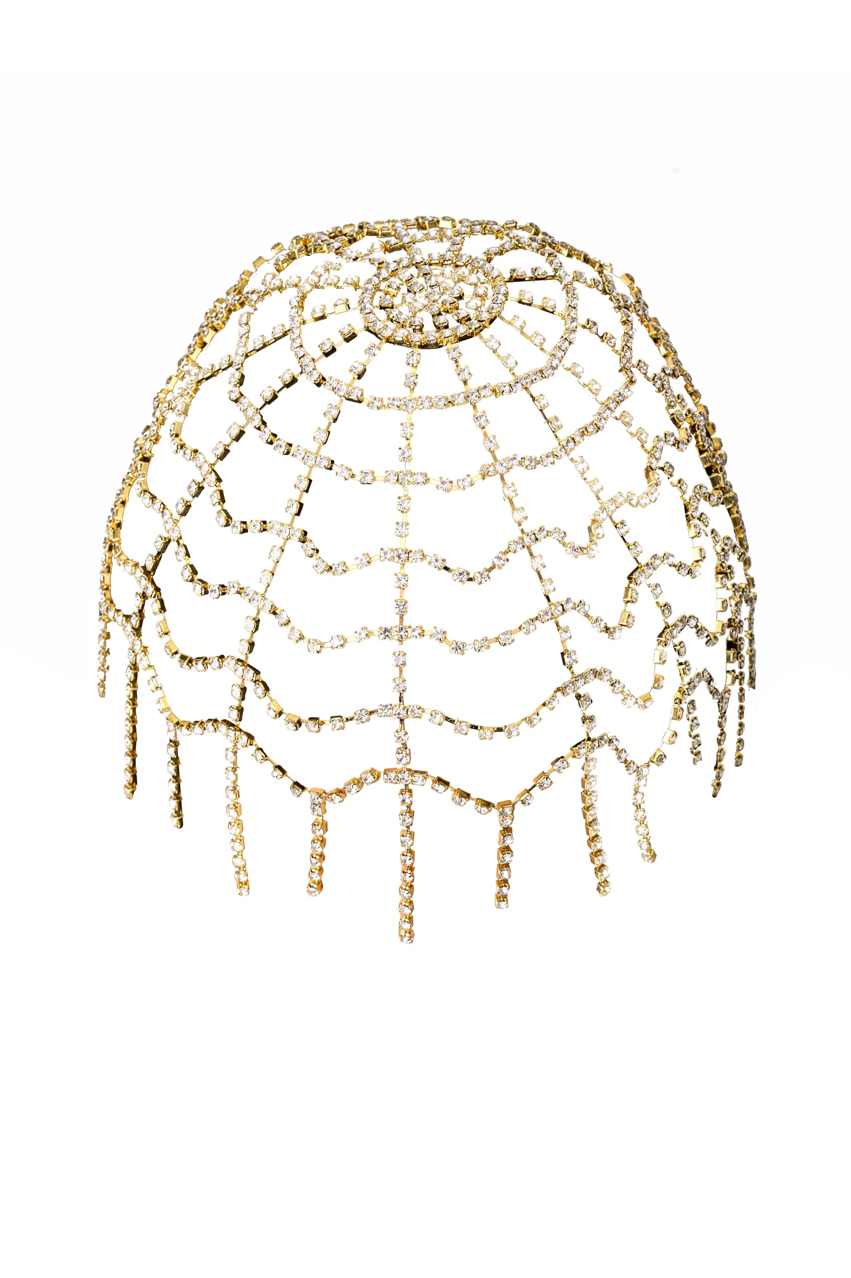 BABEYOND Vintage Style Roaring 20s Crystal Rhinestone Flapper Cap Headpiece Head Jewelry Chains (A-Gold)